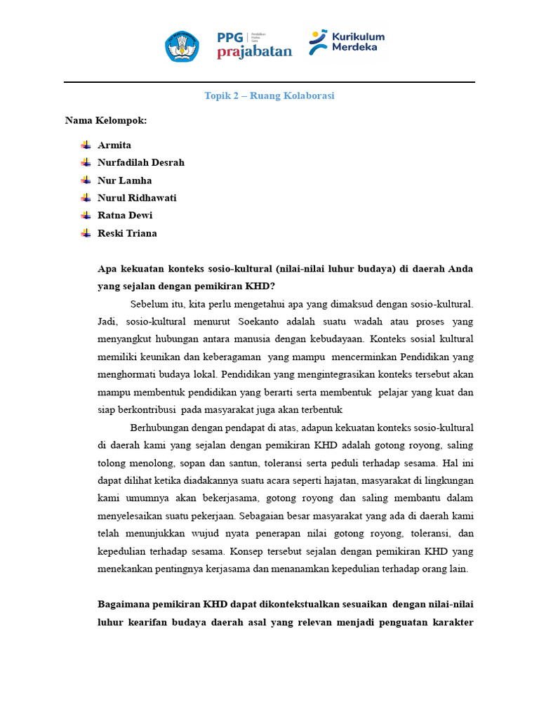 Topik 2, Ruang Kolaborasi - RATNA DEWI | PDF