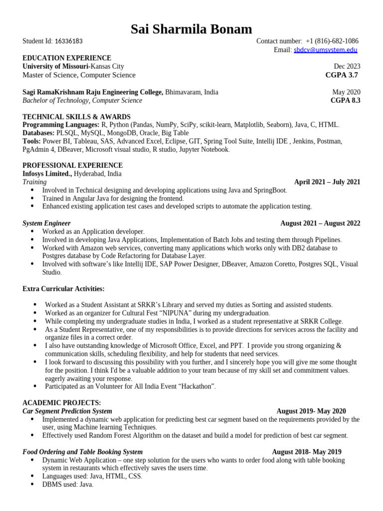 Resume Sharmila | PDF