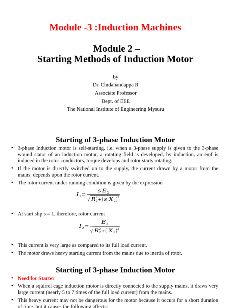 Module3-Starting Methods of Induction Motor | PDF