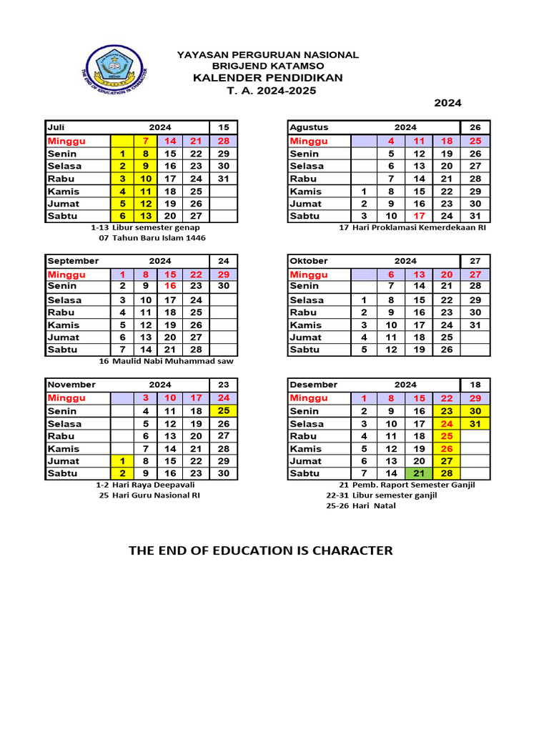 Kalender Pendidikan 2024-2025 | PDF