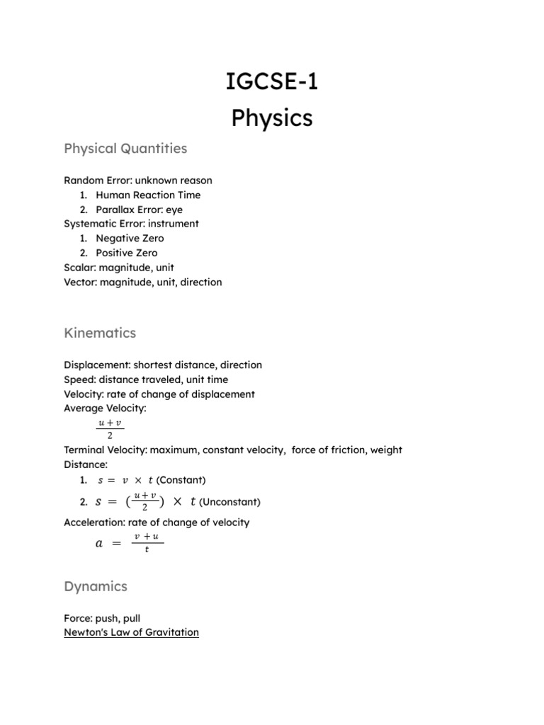 IGCSE-1 Physics (FT) | PDF
