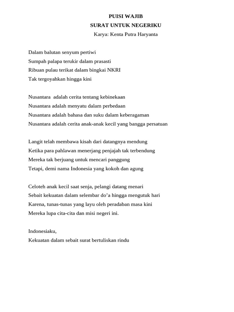 Puisi Religi - Mi - Cilacap - Kenta Putra Haryanta | PDF