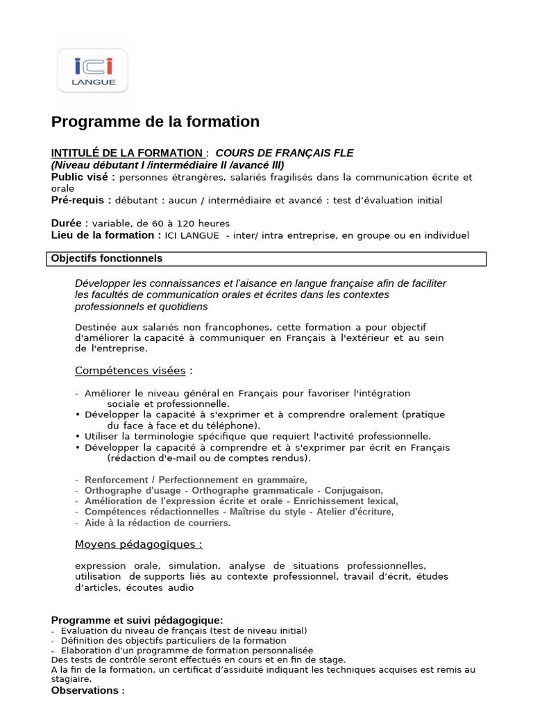 Programme Fle | PDF