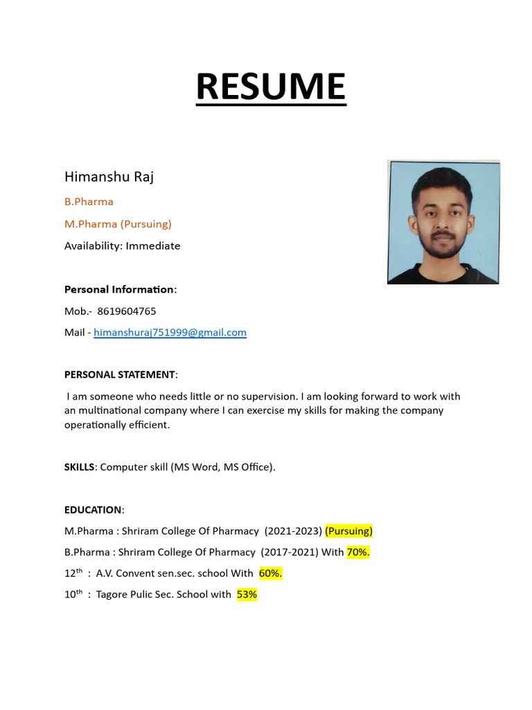 Himanshu Resume PG | PDF