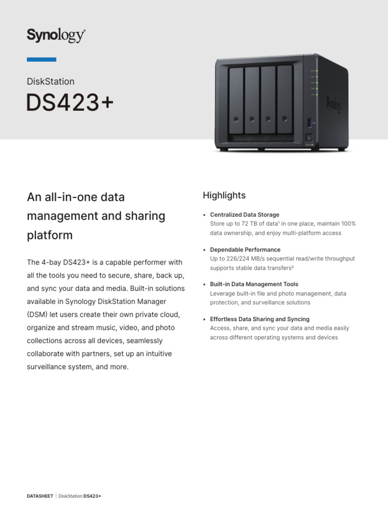 Synology_DS423+_Data_Sheet_enu | PDF