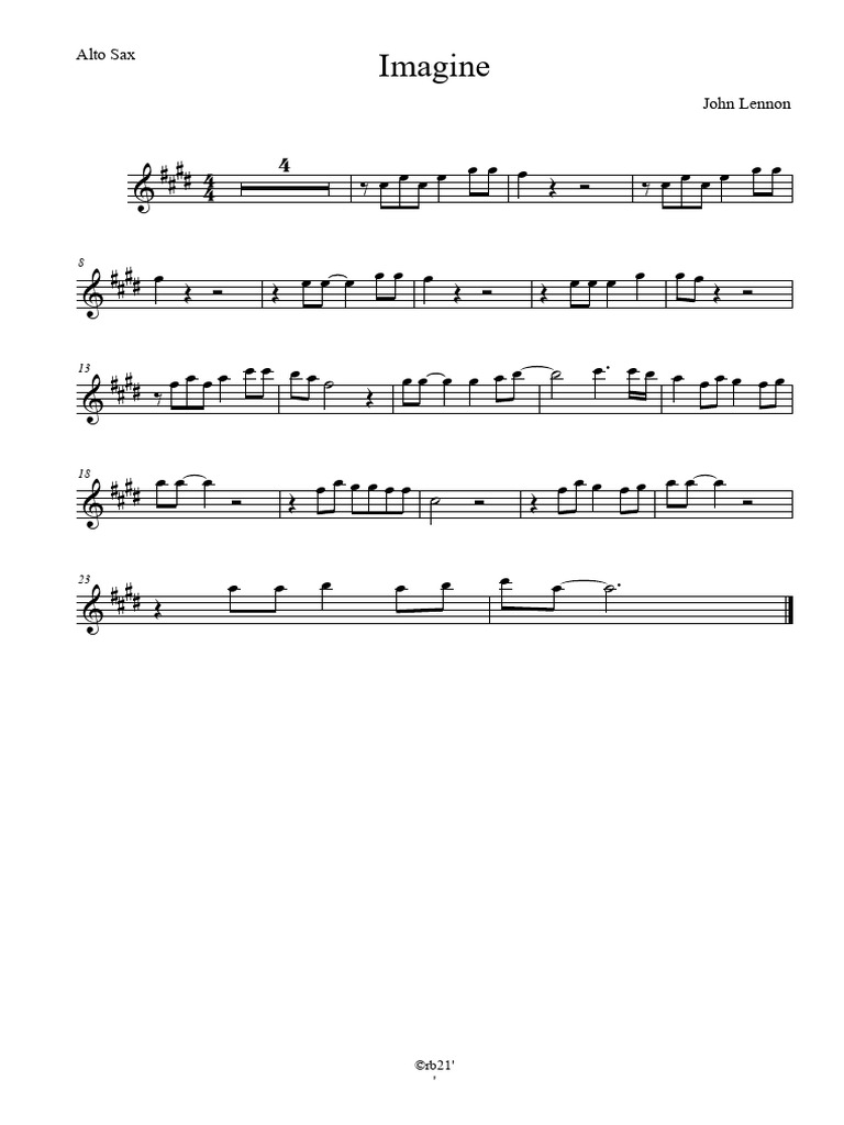 Imagine - Alto Sax | PDF