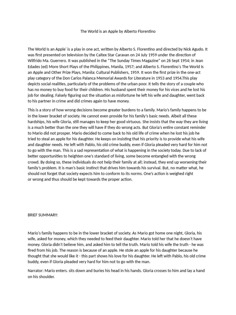 The World Is An Apple by Alberto Florentino | PDF | Social Science