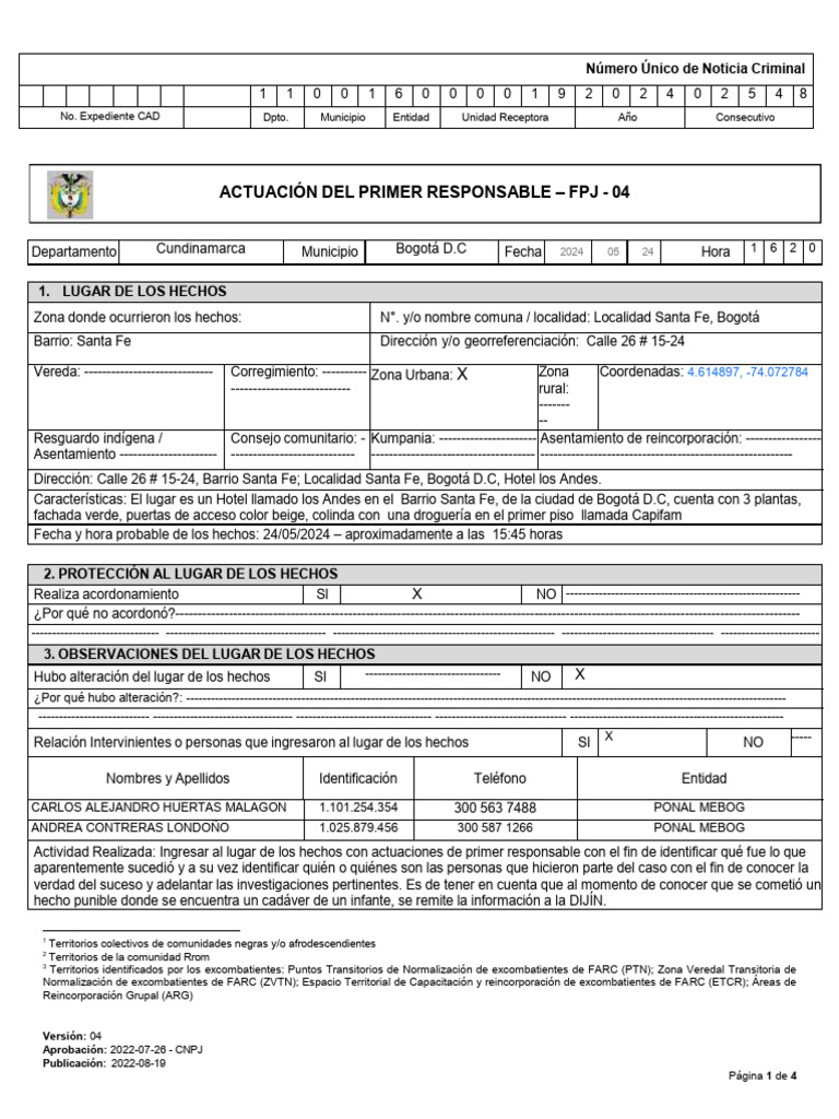 Formato PrimerResponsable-FPJ-04 | PDF