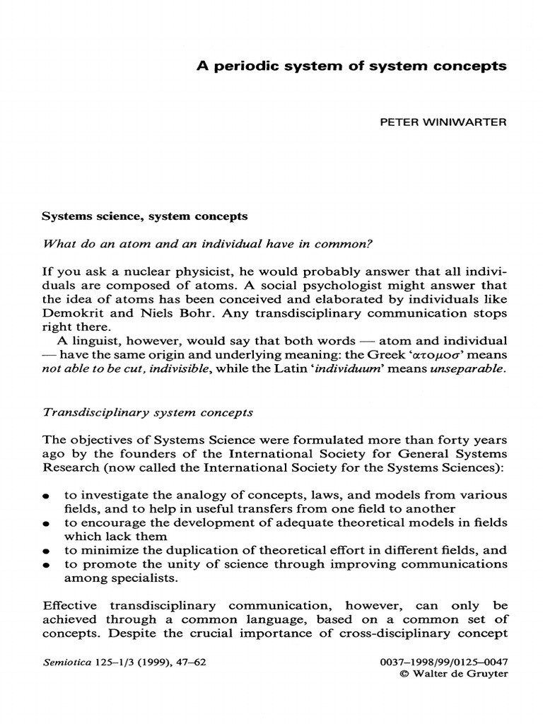 A Periodic System of System Concepts | PDF | Holism | Philosophy