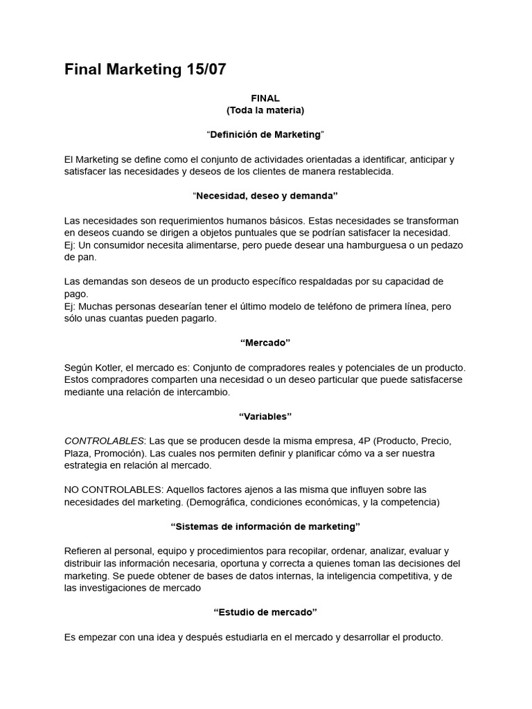 Marketing final | PDF