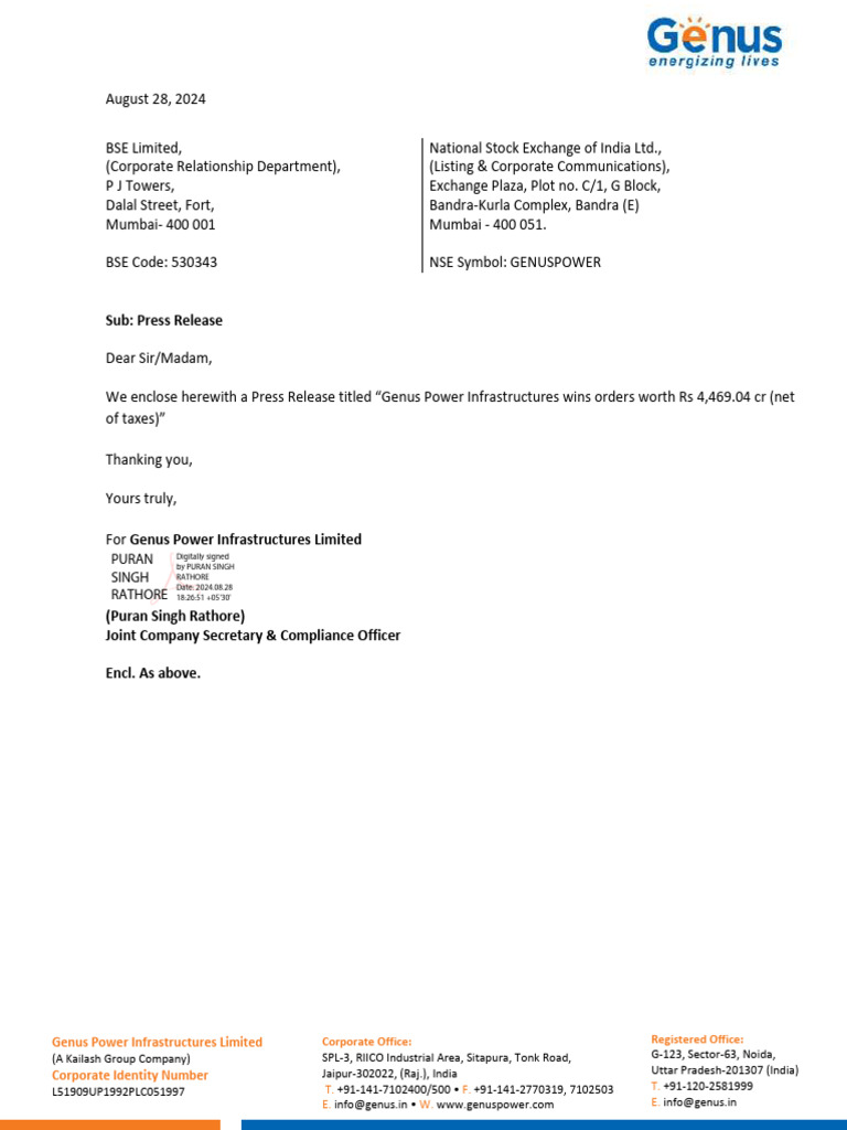 Genus Power Infrastructures LTD.-$ | PDF