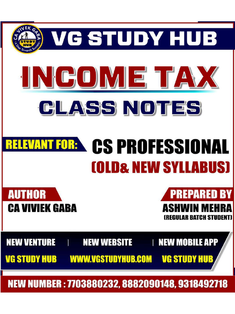 CS Professional Income Tax Class Notes | PDF | Justice | Finance ...