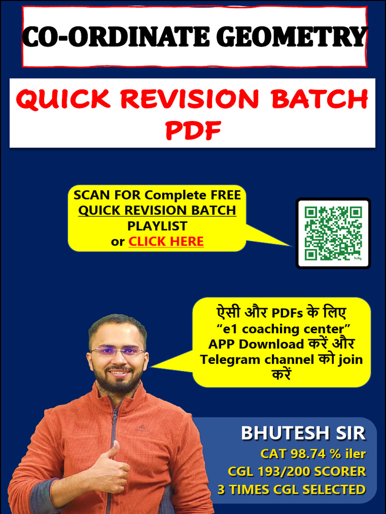 Co-Ordinate Geometry Quick Revision Batch PDF | PDF