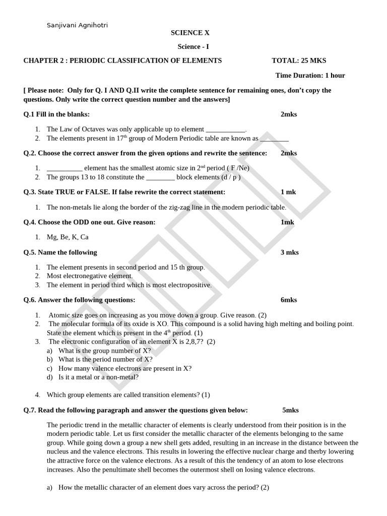 CHP 2 PERIODIC CLASSIFICATION | PDF