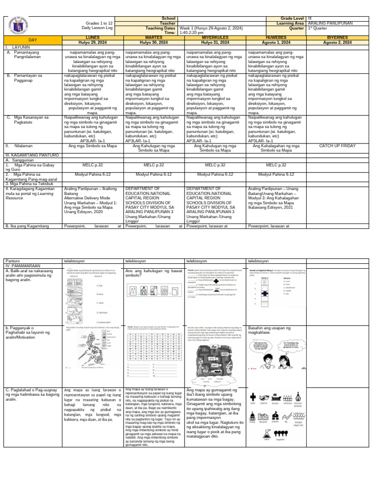 Daily Lesson Log: Araling Panlipunan 3 | PDF