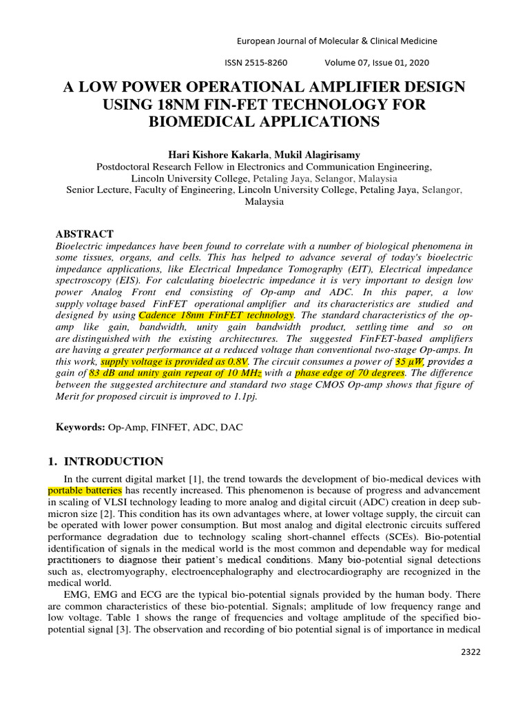 A - Low - Power - Operational - Amplifier - Design - FinFET - 18nm | PDF