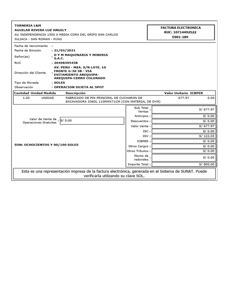 Factura Electronica - DYM | PDF