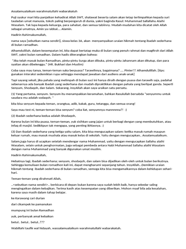 Teks Ceramah Anak | PDF