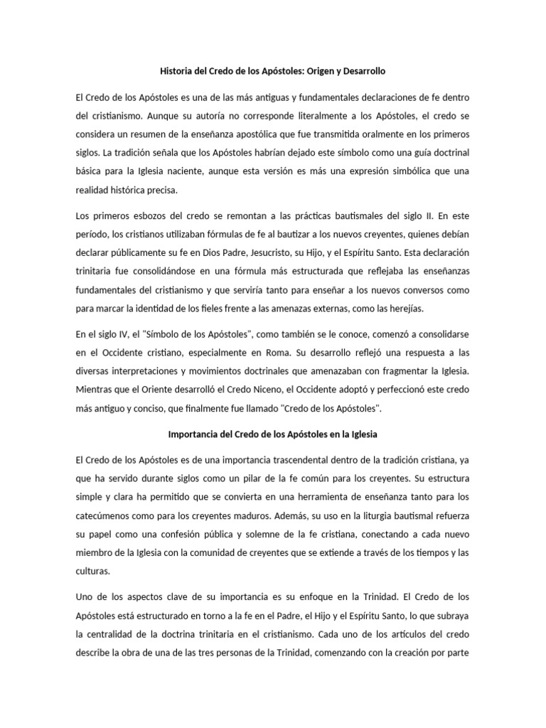 Historia del Credo de los Apóstoles | PDF