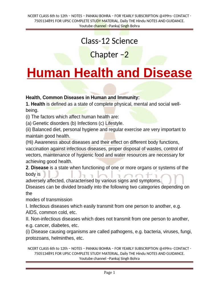 Ncert Notes | PDF | Lymphatic System | Lymphocyte