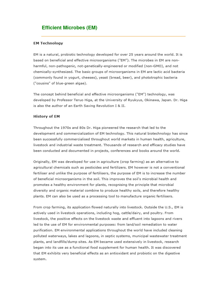 Efficient Microbes Information | PDF