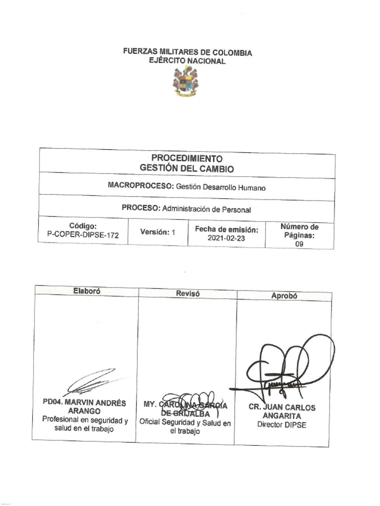 Procedimiento Gestion Del Cambio P Coper Dipse 172 | PDF