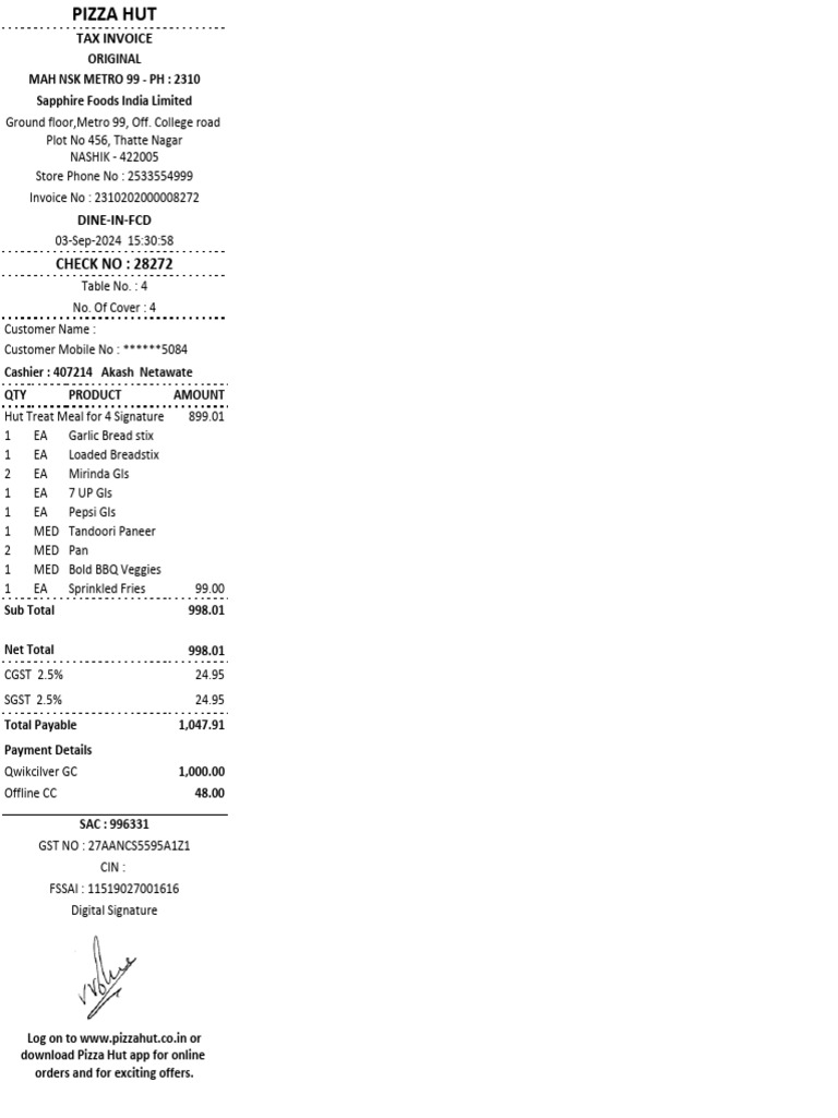 CHECK NO: 28272: Tax Invoice | PDF