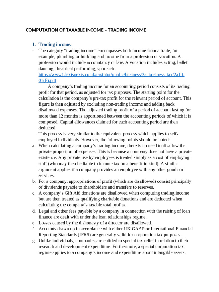 Computation of Taxable Income | PDF
