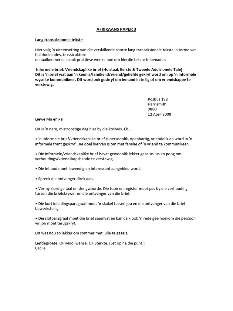 Afrikaans Paper 3 | PDF