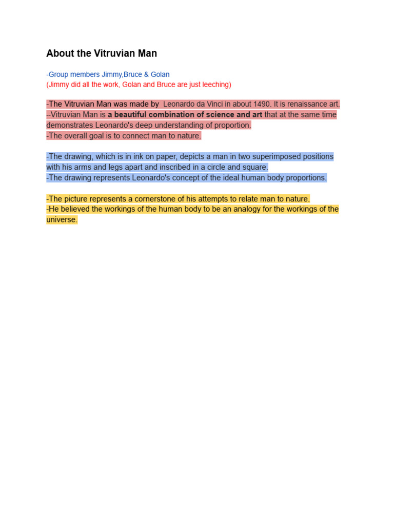 Vitruvian Man (Art Project) | PDF
