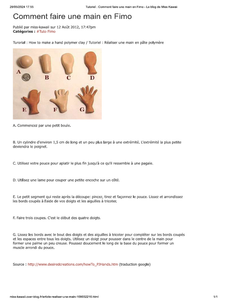 Comment faire une main en Fimo | PDF