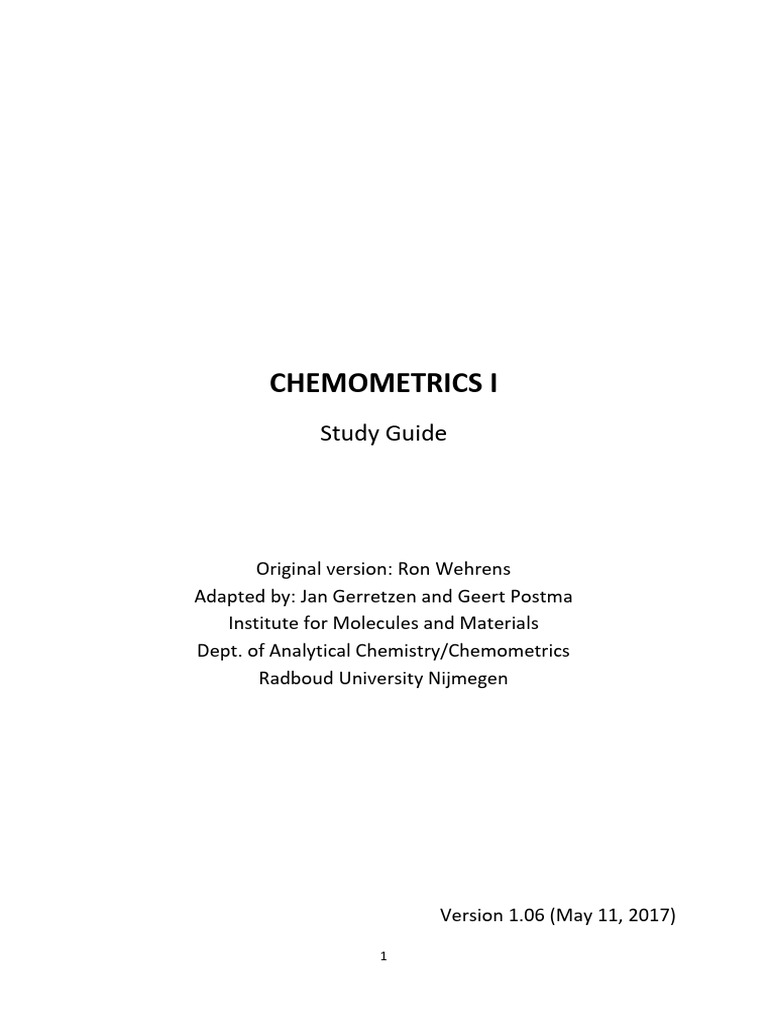 CHEMOMETRICS Reader v1 06 CMP | PDF | Principal Component Analysis | Matrix (Mathematics)