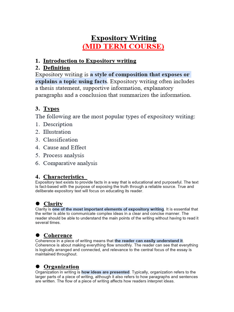 Expository Writing Notes 2nd Semester | PDF