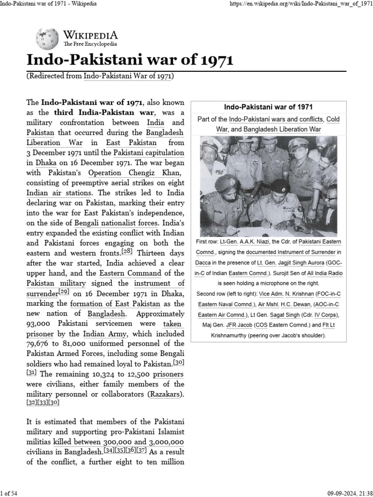 Indo-Pakistani War of 1971 - Wikipedia | PDF