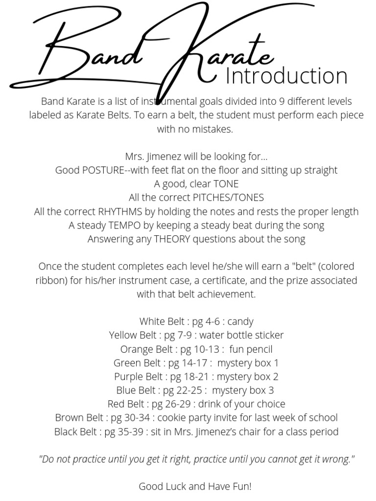 Band Karate Intro 2024-25 | PDF