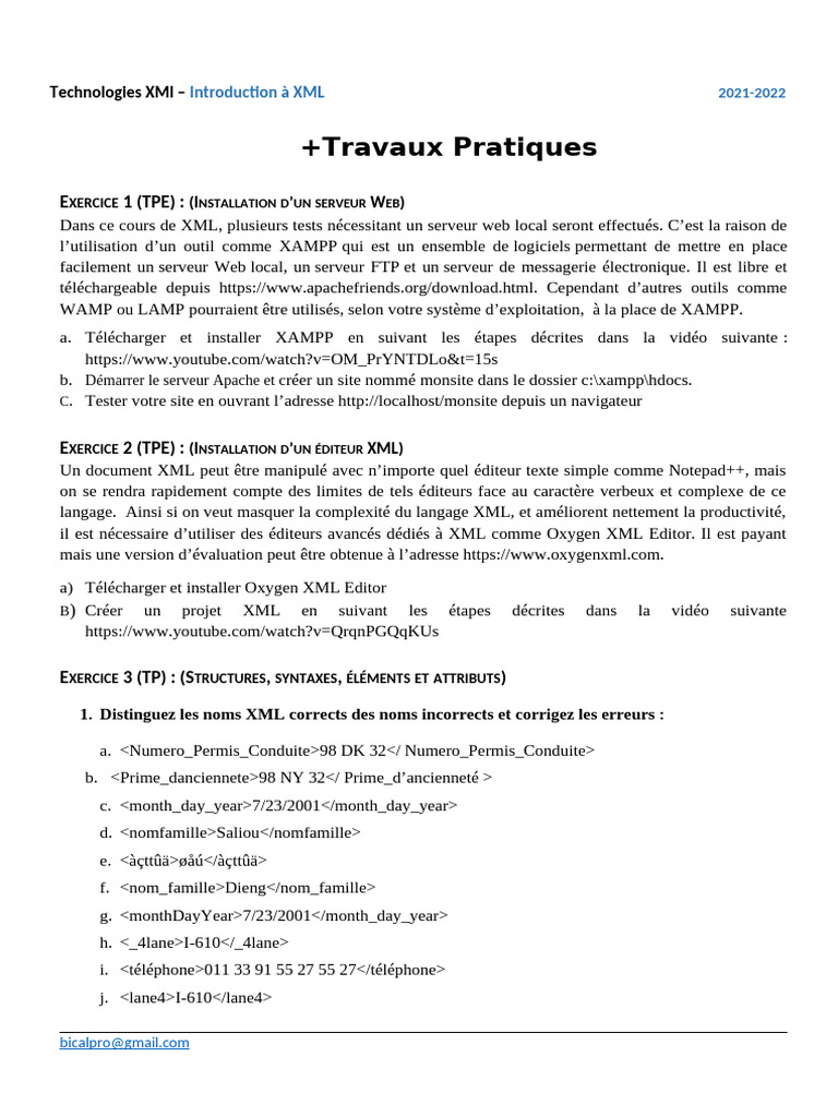 TP 01 - Rappel Des Notions de Base de XML | PDF