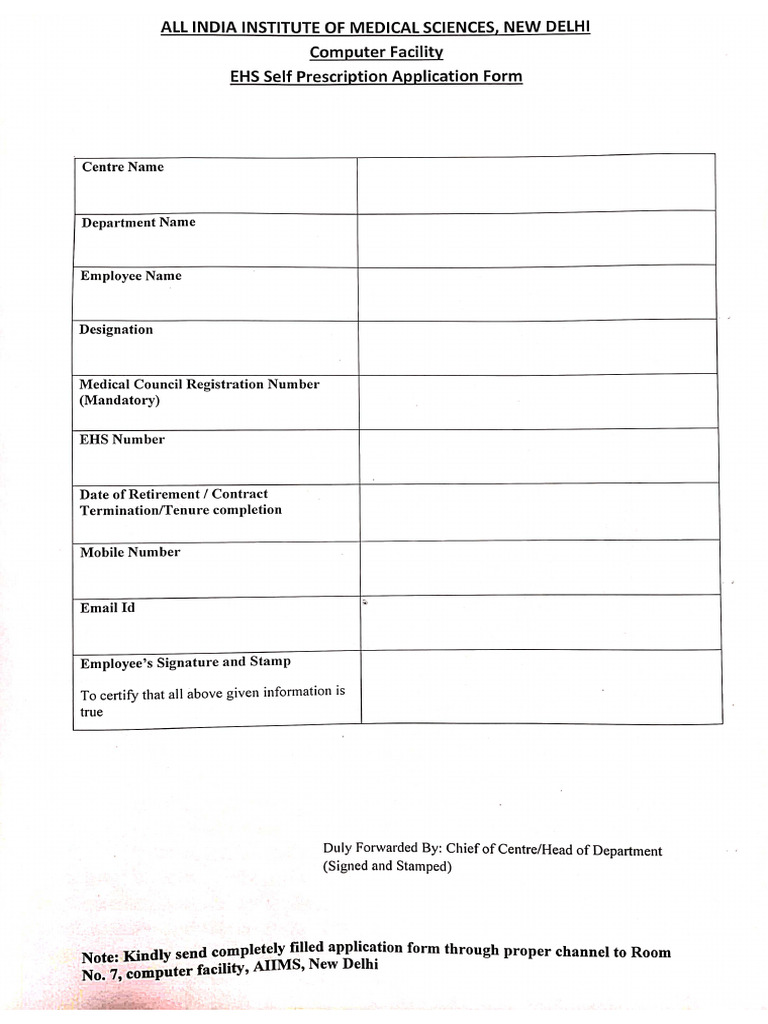 EHS Self Prescription Form-8-7-24 | PDF
