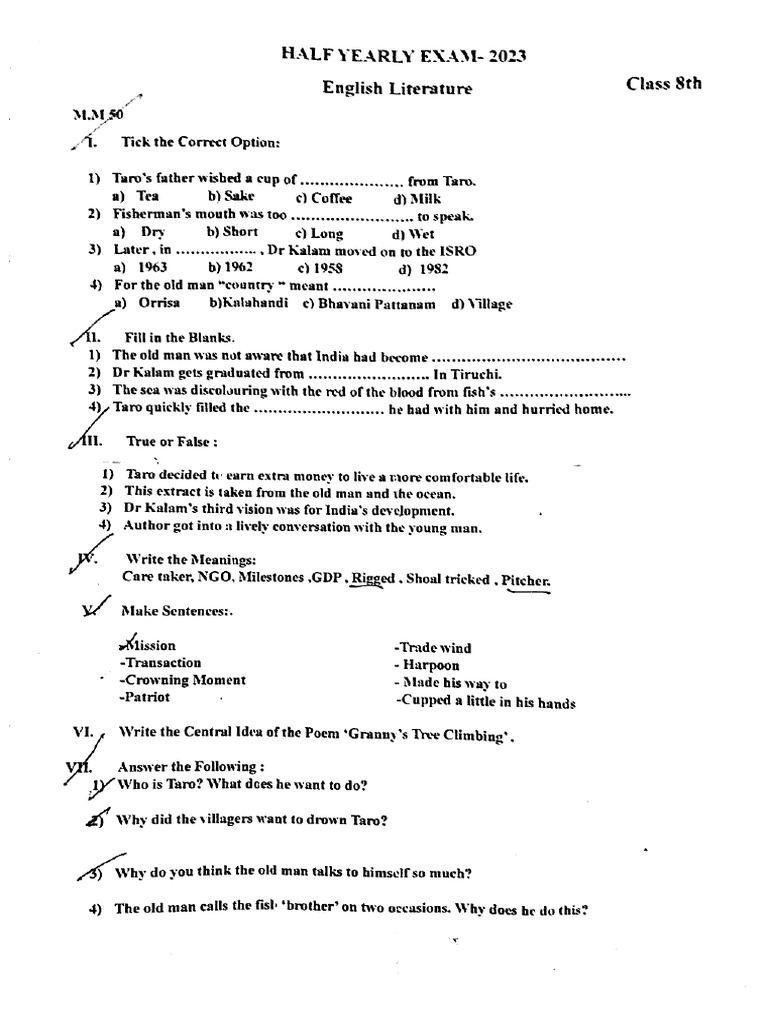 Icse Class 8 Hy English Literature 300524 2023 | PDF