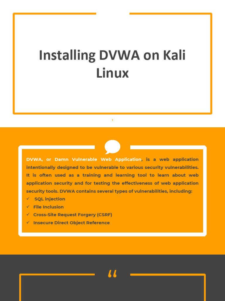 1.1 Installing DVWA On Kali Linux | PDF
