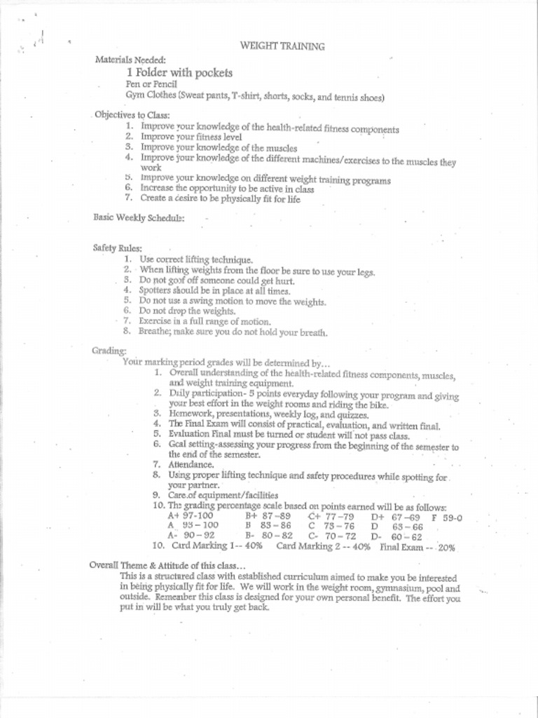 Weight Training Packet | PDF