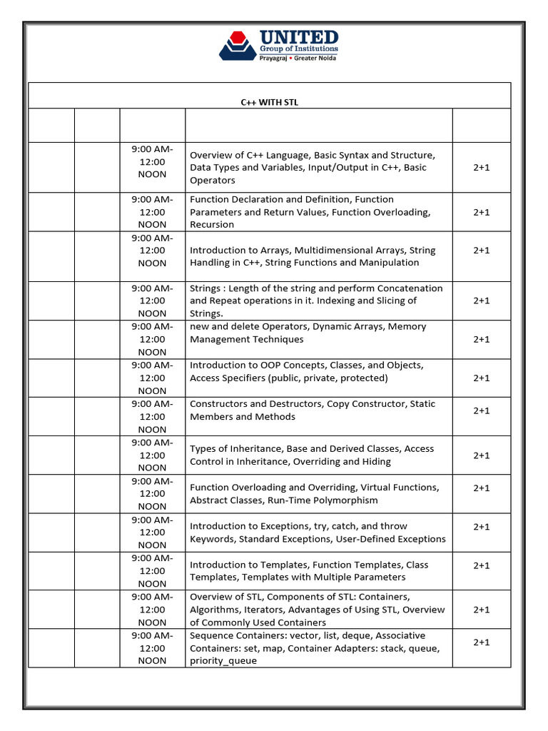 c++ With Stl Lecture Plan | PDF c++ With Stl Lecture Plan | PDF