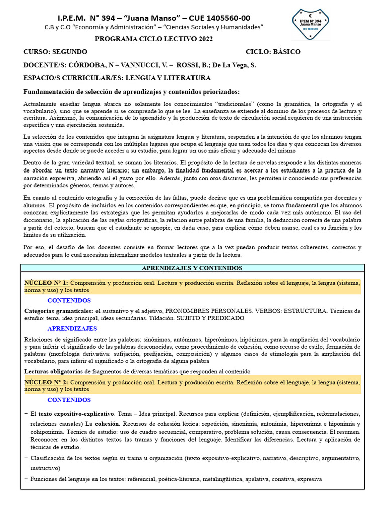 Programa Segundo 2023 | PDF