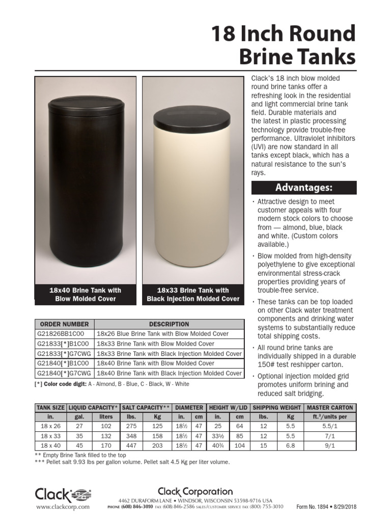 18in Round Brine Tanks 1894 | PDF