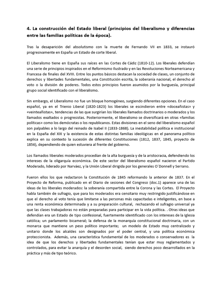 La Construcción Del Estado Liberal | PDF | Liberalismo | Constitución
