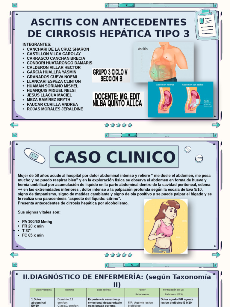 Ascitis Con Antecedentes de Cirrosis Hepatica Tipo 3 | PDF | Dolor ...