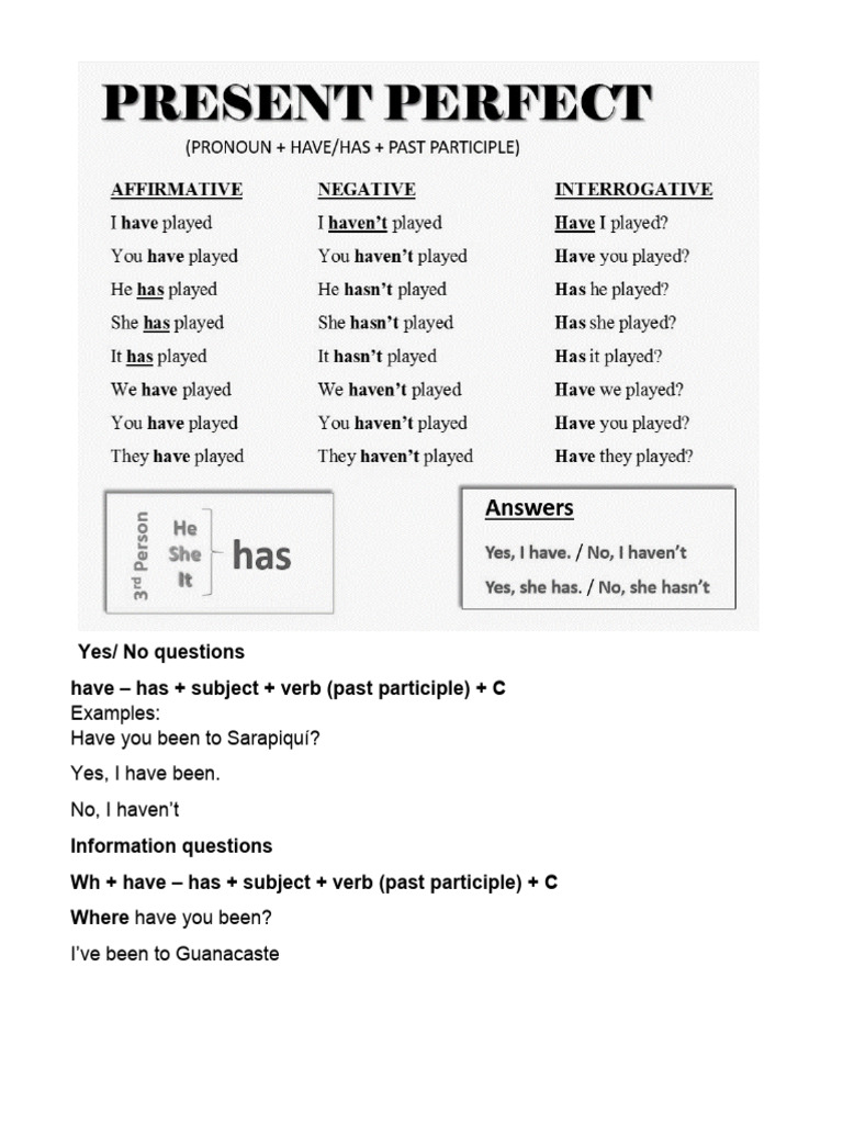 Present Perfect PRACTICE 2 | PDF