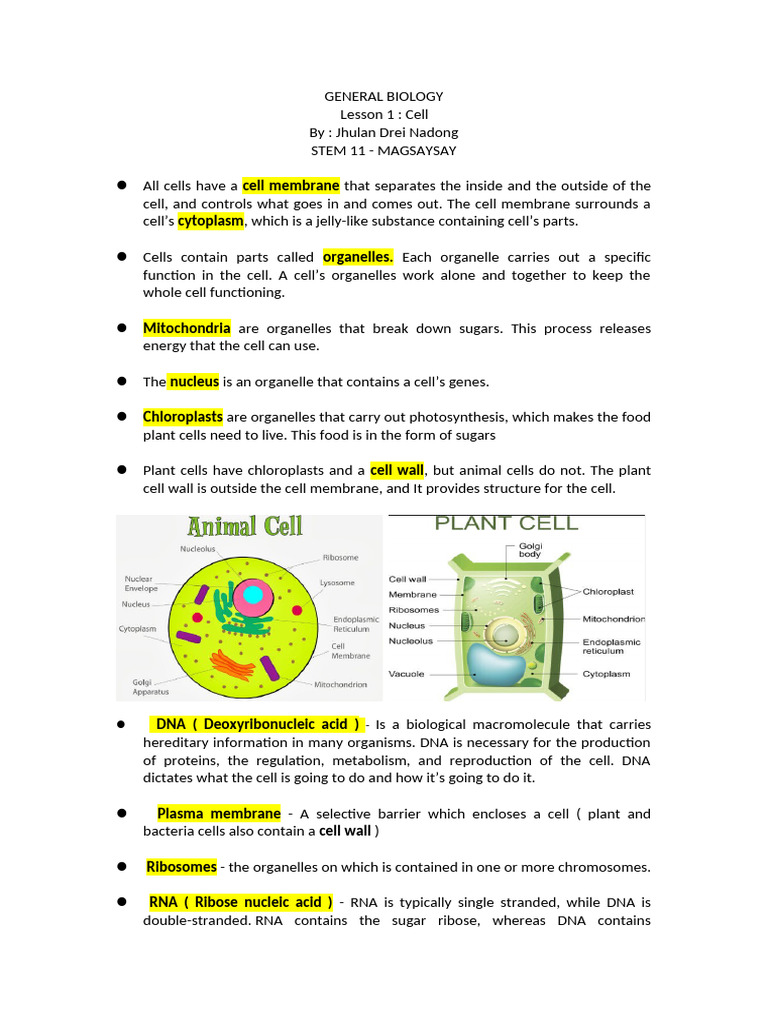 General Biology Lesson 1 | PDF