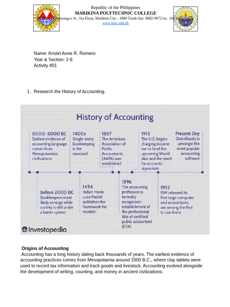 History of Accounting | PDF | Debits And Credits | Financial Economics