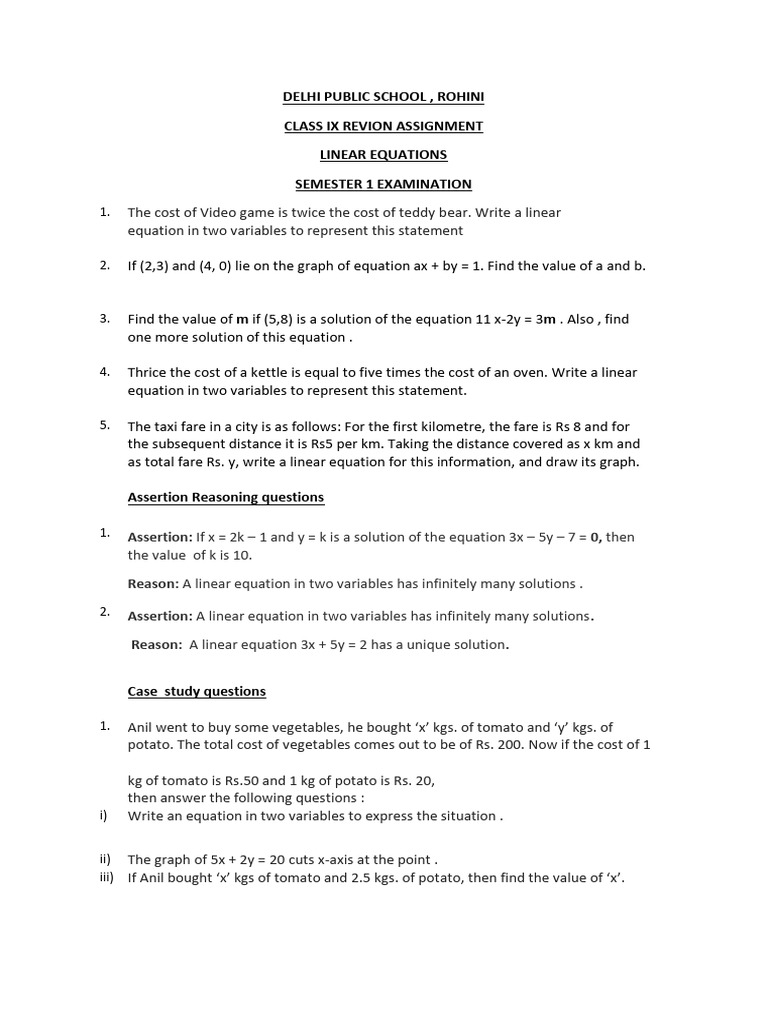 Linear Equations | PDF