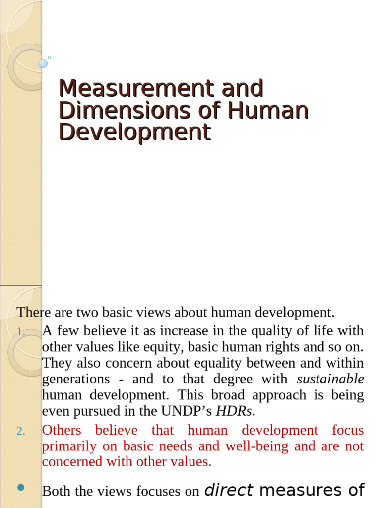 Measurement and Dimensions of Human Development | PDF